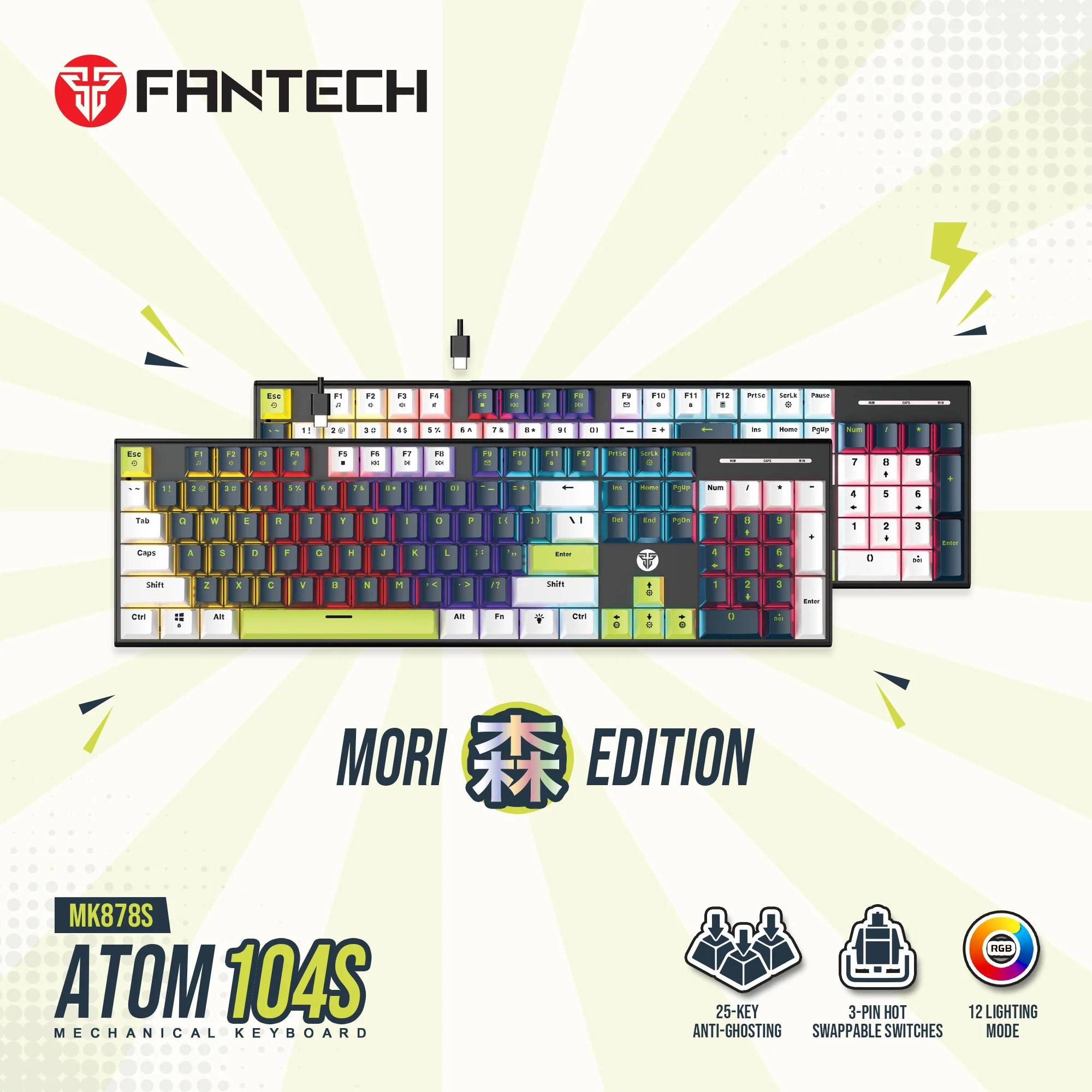 Buy FANTECH ATOM104S MK878S MECHANICAL GAMING KEYBOARD MORI-MK878S MORI ...